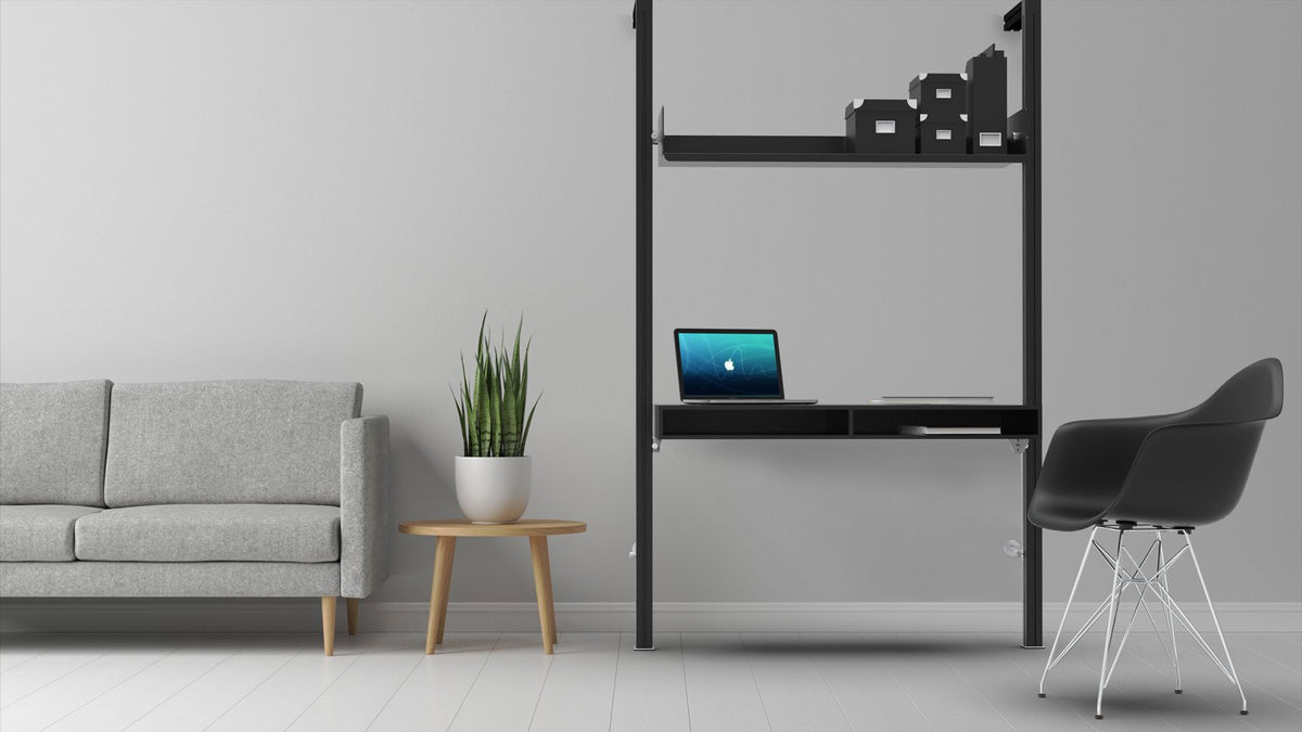 Desk with wall mount poles — RHO INC.
